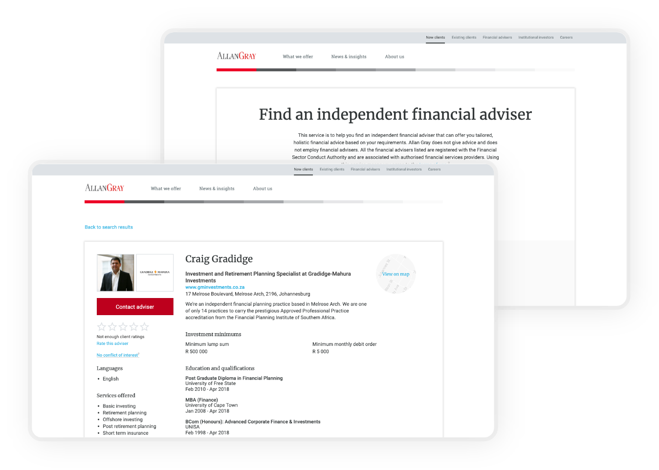 Revamping Allan Gray’s Find An Independent Financial Advisor platform ...